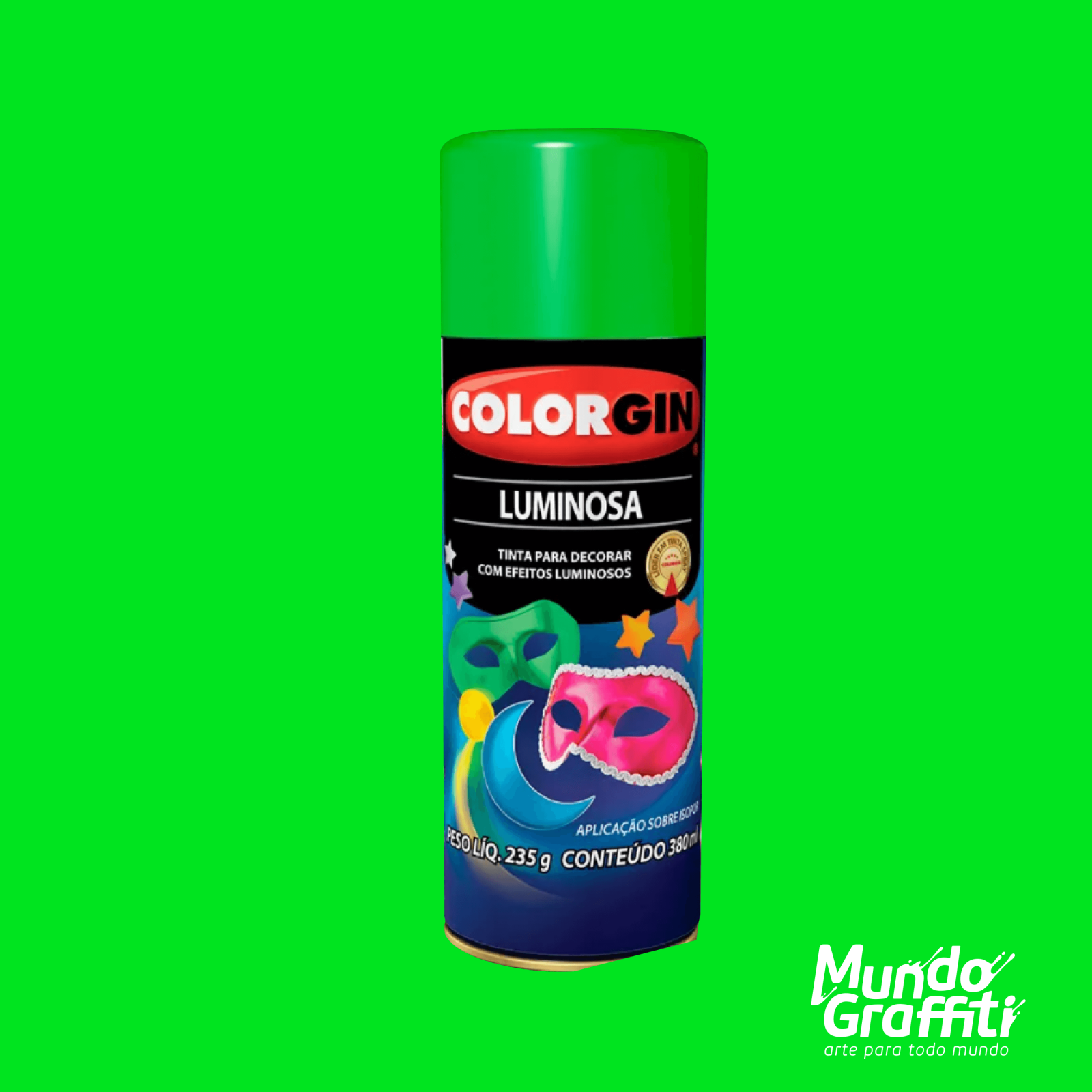 Tinta Spray Colorgin Luminosa 760 Verde 380ml - Mundo Grafite
