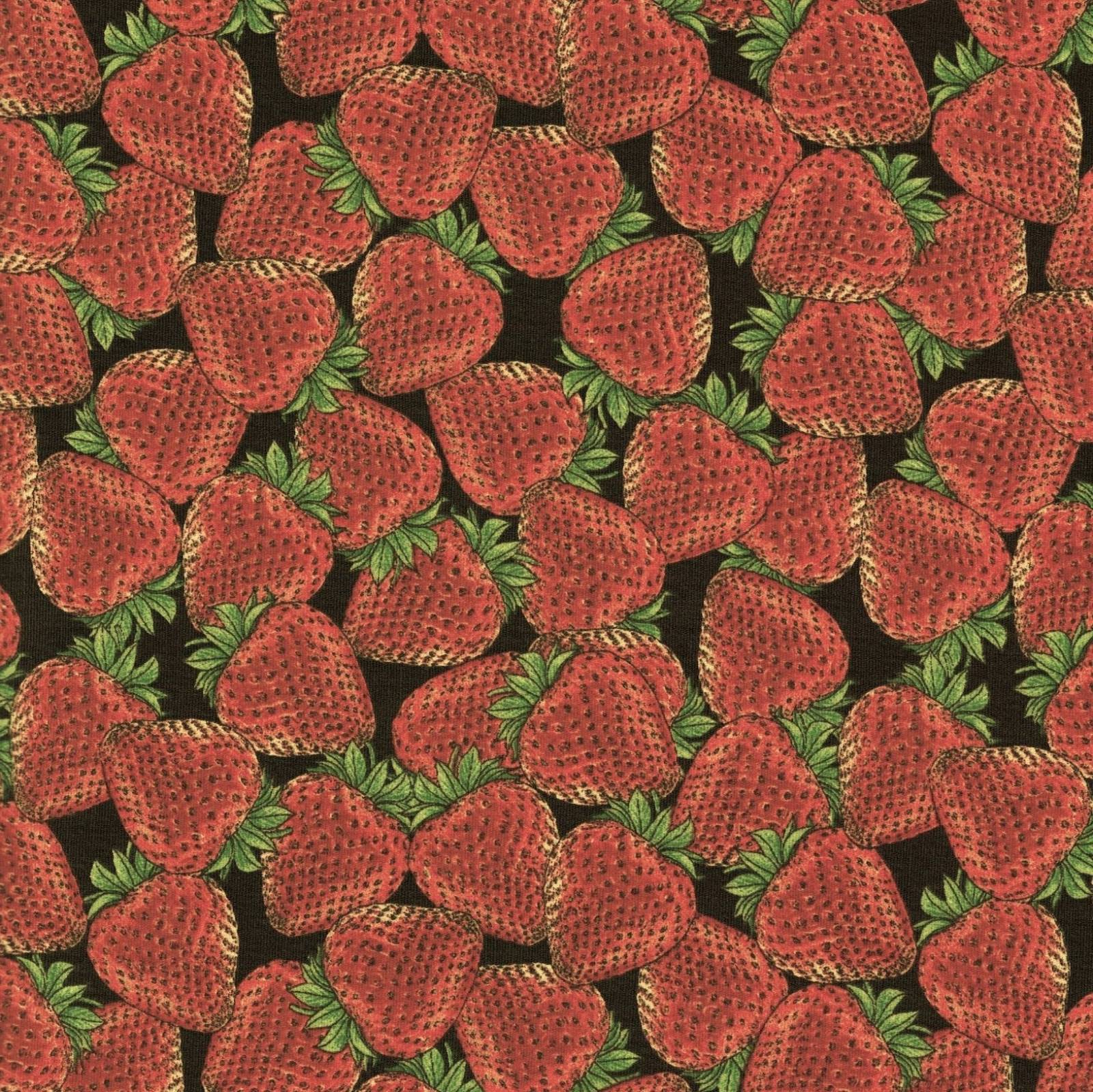 Tecido Tricoline Estampado Morangos Fundo Preto - Ref. 330 cor 1106 ...