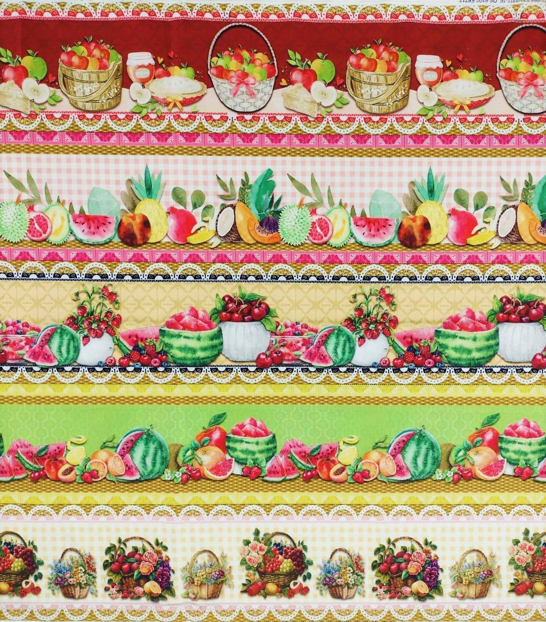 Tricoline Digital Barrado Frutas e Vegetais 55cm - Caldeira ...