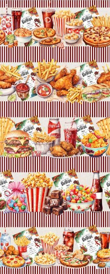 Tecido Tricoline Digital Painel Barrado Food 55cm - Ref. DS4 ...