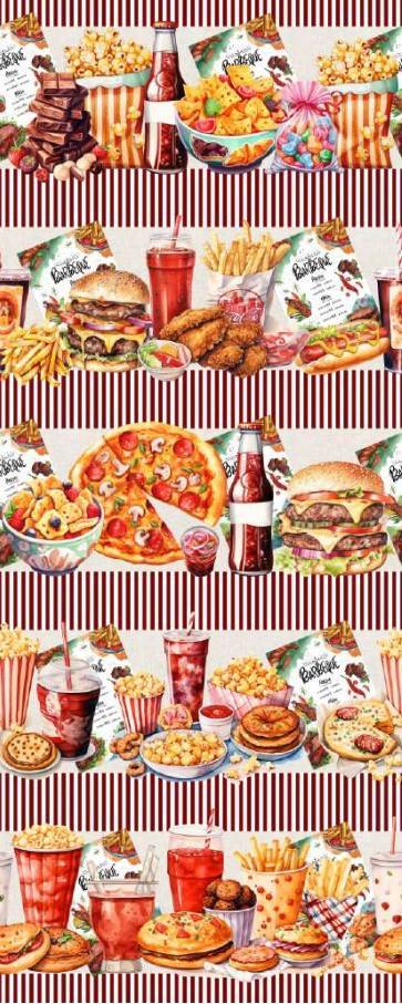 Tecido Tricoline Digital Painel Barrado Food 55cm - Ref. DS4 ...