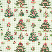 Tecido Tricoline Digital Estampado Pinheirinhos Fundo Xadrez ...