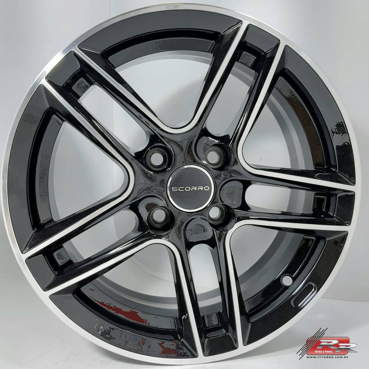 JOGO DE RODA S217 ESPORTIVA SCORRO 14X6 DIAMANTADO PRETO 4X100 ET 40 ...