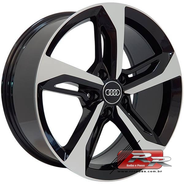 JOGO DE RODA AUDI Q7 REPLICA ZEUS 18X8 DIAMANTADA PRETA 5X100 ET 42 - RR Rodas