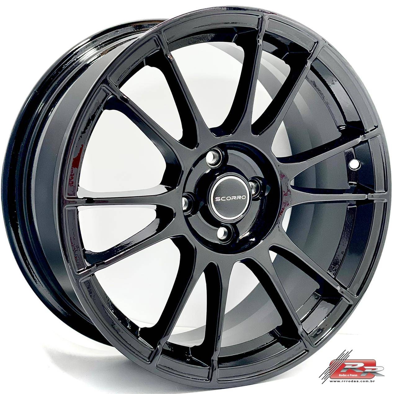 JOGO DE RODA S251 ESPORTIVA SCORRO 17X7,5 PRETO BRILHANTE 4X100 ET 40 ...